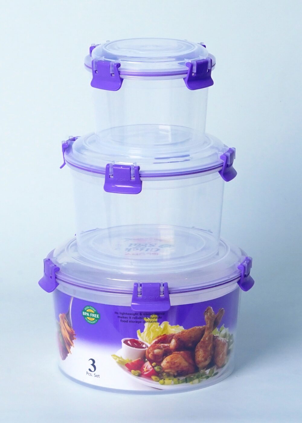 Food Storage Container Round 3Pcs Set Click and Seal Food Containers ...
